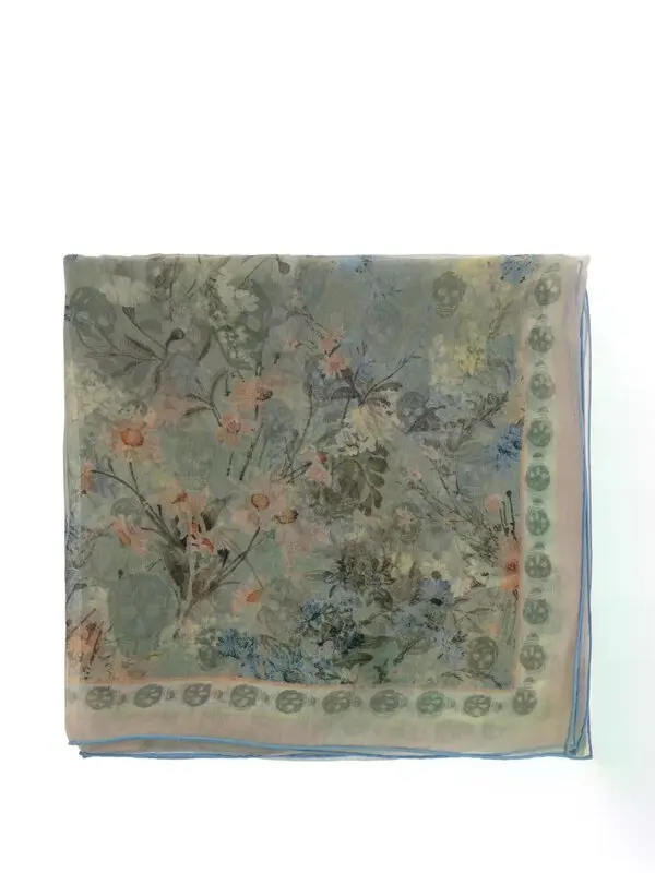 Alexander McQueen Floral Skull-print Scarf - Green