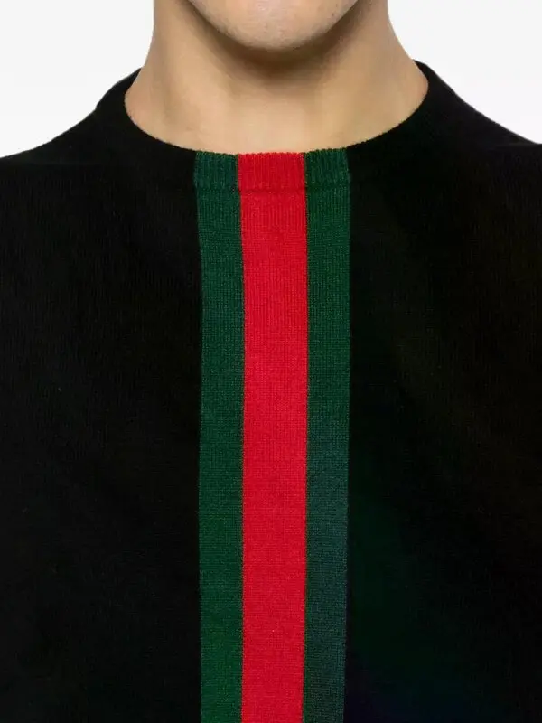 Gucci Web-stripe Cashmere Sweater - Black