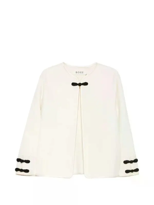 RÓHE Frog-fastening Collarless Jacket - Neutrals