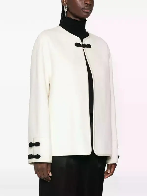 RÓHE Frog-fastening Collarless Jacket - Neutrals