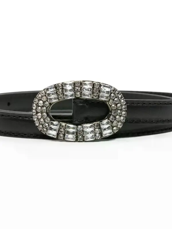 Ermanno Scervino Crystal-embellished Leather Belt - Black