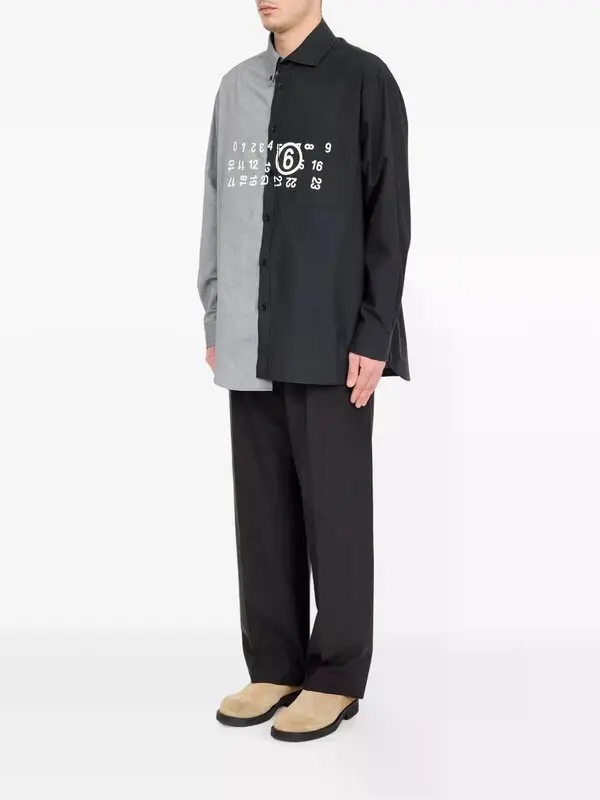 MAISON MARGIELA Logo-print Panelled Shirt - Black