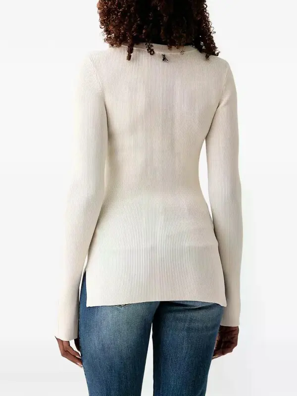 Patrizia Pepe Ribbed-knit Fly Sweater - Neutrals