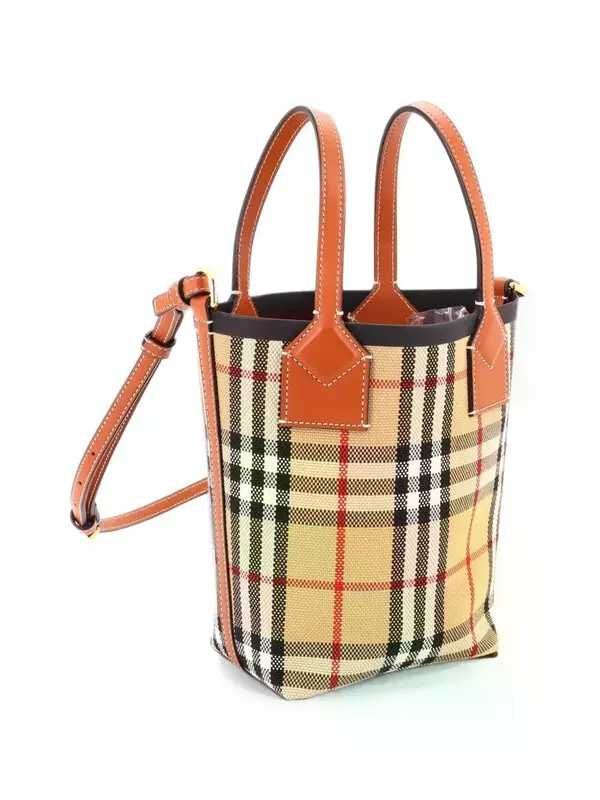 Burberry London Tote Vintage Check Canvas Mini Shoulder Bag