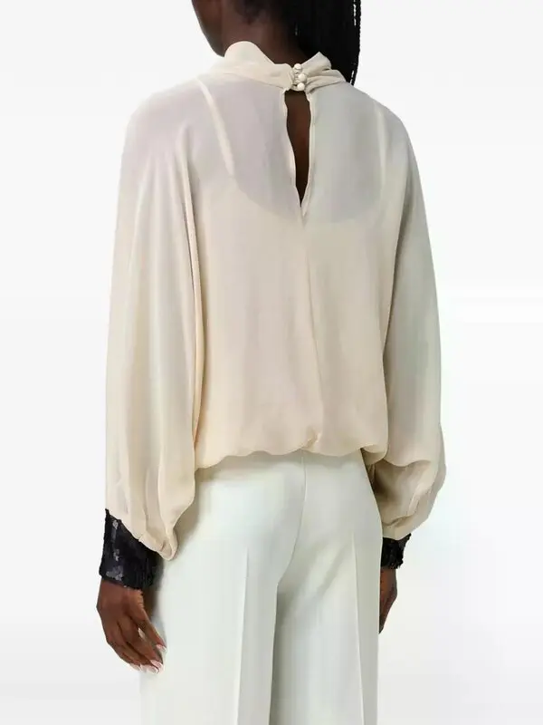 HANITA Sequin-cuff High-neck Top