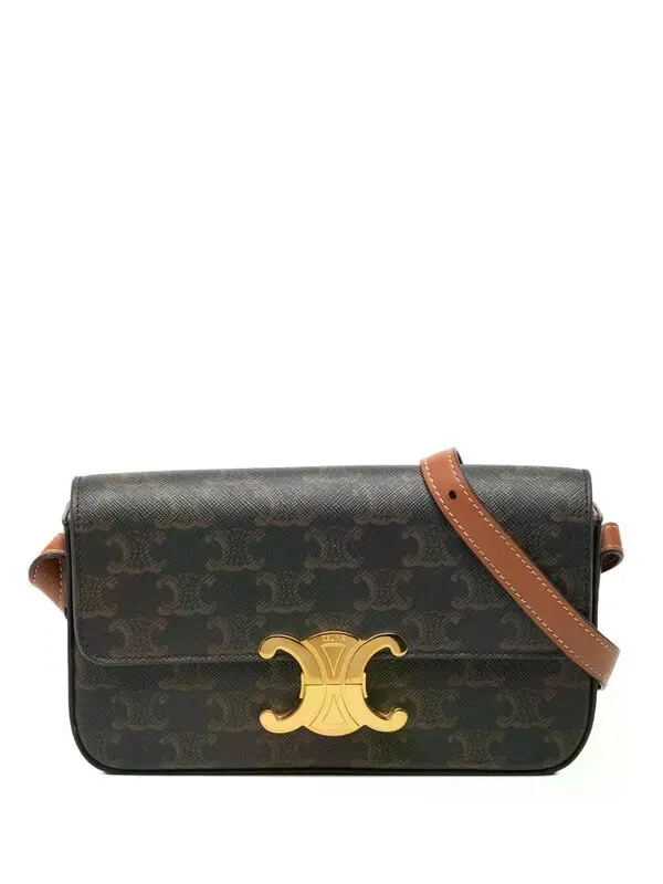 Celine 2021 Triomphe Coated Canvas Claude Shoulder Bag - Brown