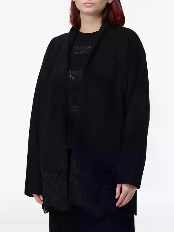 Fabiana Filippi Platinum Lace-trim Belted Cardigan