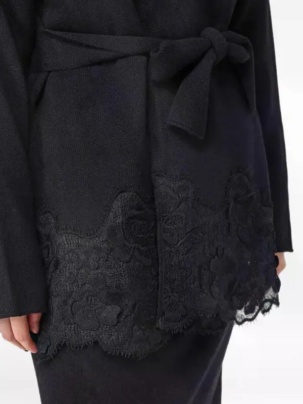 Fabiana Filippi Platinum Lace-trim Belted Cardigan