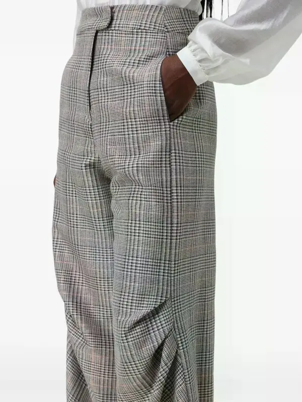 HANITA Check-pattern Wide-leg Trousers - Grey
