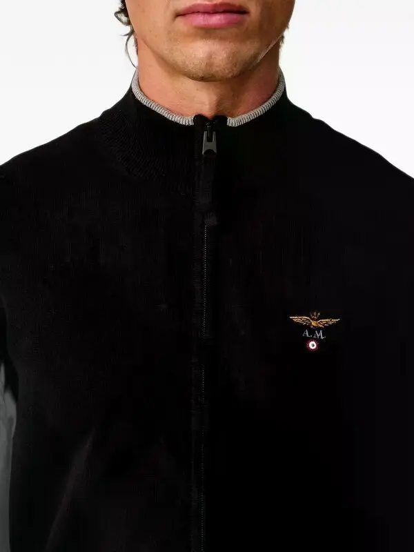 AERONAUTICA MILITARE Zip-up Embroidered Cardigan