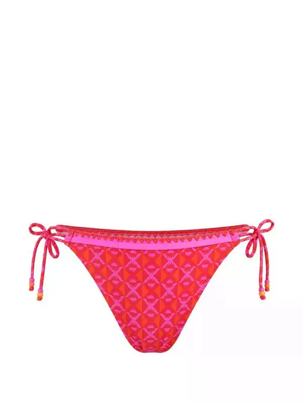 BANANA MOON Geometric-print Side-tie Bikini Bottoms - Red