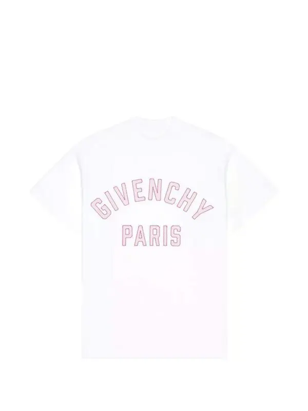 Givenchy T-shirt In Cotton With Paris Embroidery - White