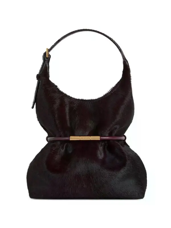 Balmain Mini Sphynx Hair-on Leather Shoulder Bag - Purple