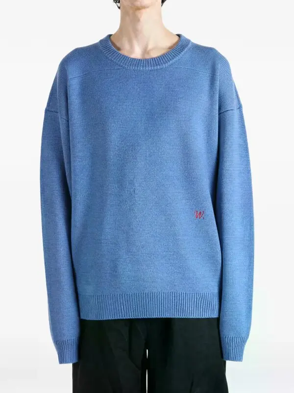 WILLY CHAVARRIA Logo-embroidered Crew-neck Sweater - Blue