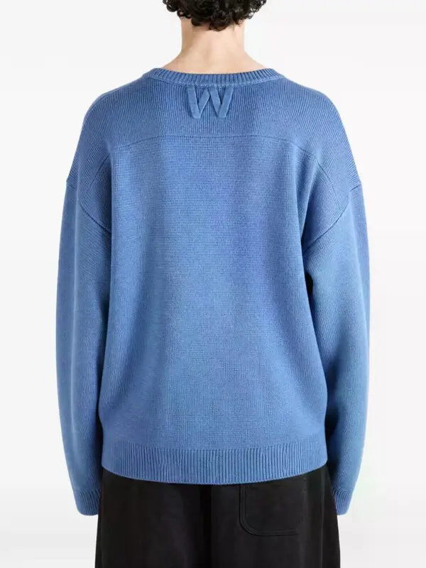 WILLY CHAVARRIA Logo-embroidered Crew-neck Sweater - Blue