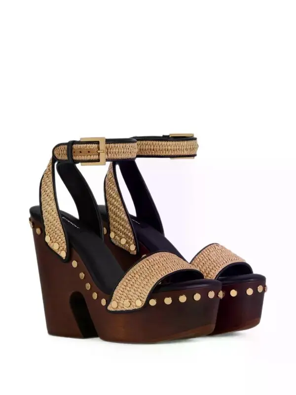 Givenchy Clog Raffia-effect Platform Sandals With Studs Detail