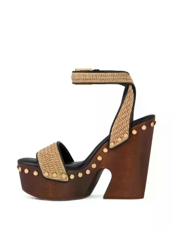 Givenchy Clog Raffia-effect Platform Sandals With Studs Detail