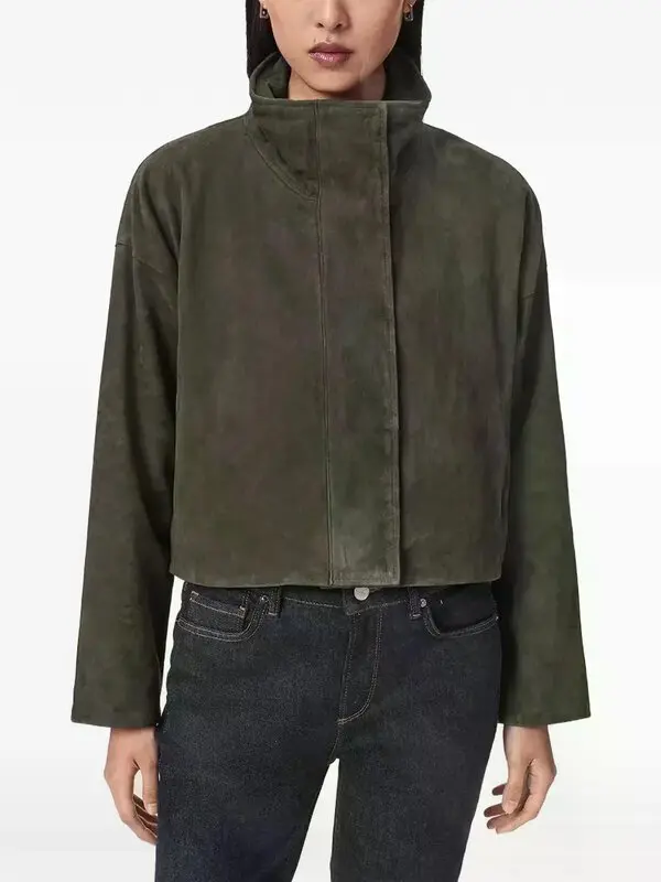 ALLSAINTS Funnel-neck Suede Jacket - Green