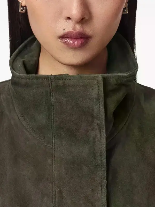 ALLSAINTS Funnel-neck Suede Jacket - Green