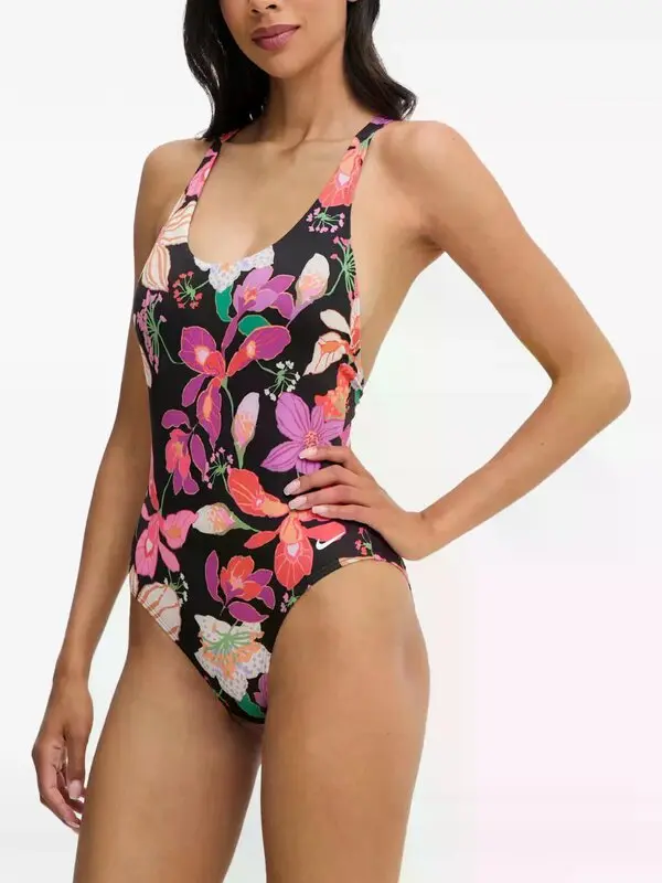 Nike Floral-print Cross-back Swimsuit