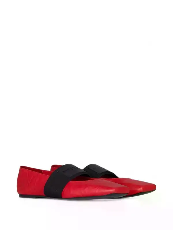 Givenchy Sliced Square Ballerinas In Textured-effect Leather - Red