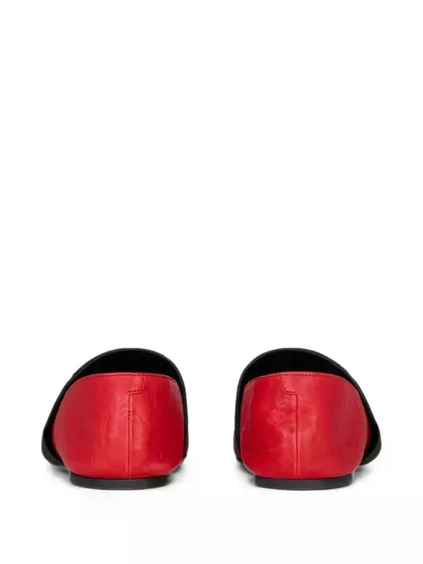 Givenchy Sliced Square Ballerinas In Textured-effect Leather - Red