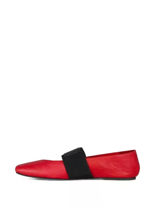 Givenchy Sliced Square Ballerinas In Textured-effect Leather - Red
