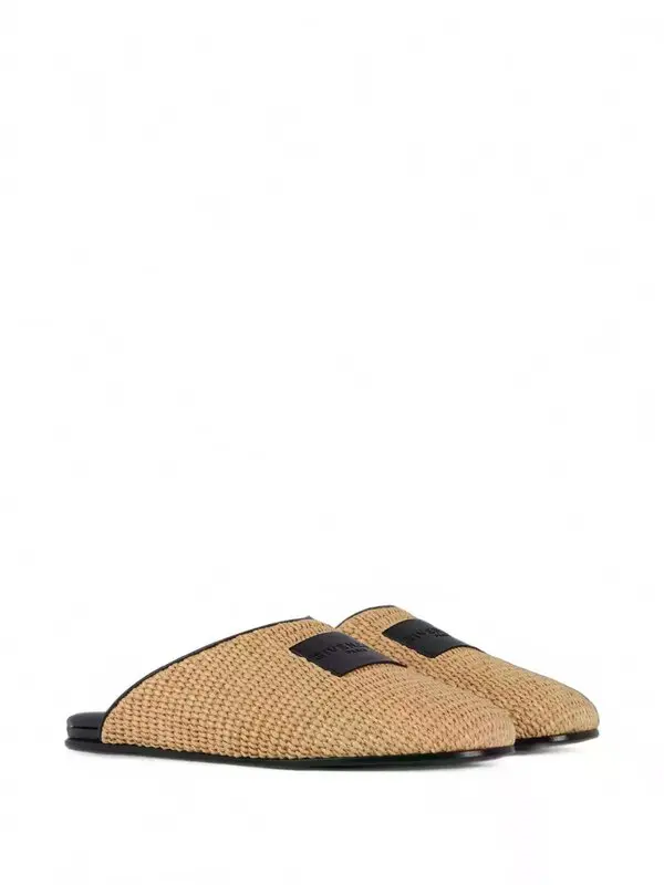 Givenchy Label Raffia-effect Flat Mules