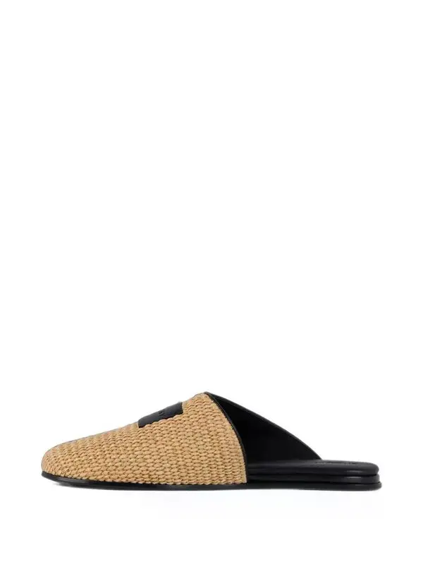Givenchy Label Raffia-effect Flat Mules