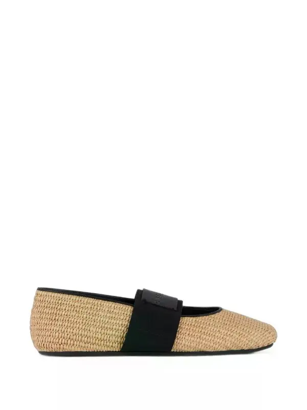 Givenchy Sliced Square Raffia-effect Ballerinas - Neutrals