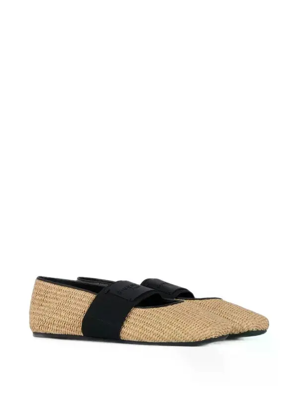 Givenchy Sliced Square Raffia-effect Ballerinas - Neutrals