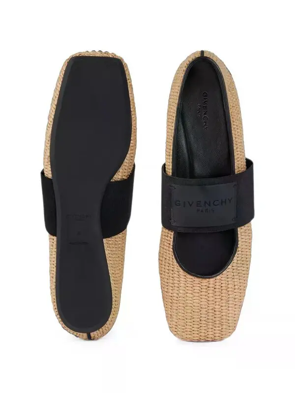 Givenchy Sliced Square Raffia-effect Ballerinas - Neutrals