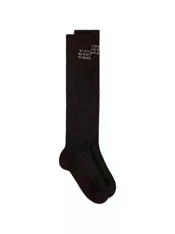 MAISON MARGIELA Logo-print Ribbed Socks - Brown