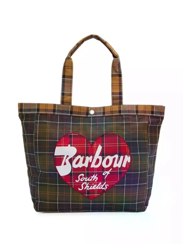 Barbour Large Tartan Heart-patch Tote Bag
