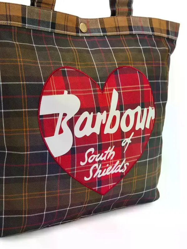 Barbour Large Tartan Heart-patch Tote Bag