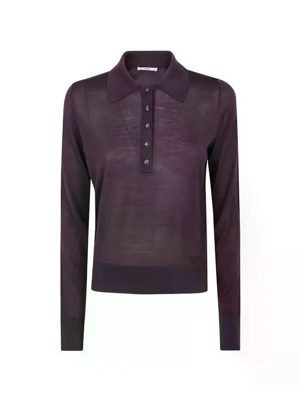 NUUR Button-down Polo-collar Top - Purple