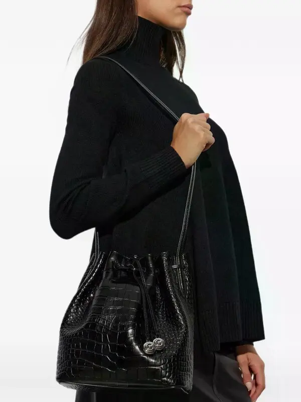 LIFFNER Small Croc-effect Charm Bucket Bag