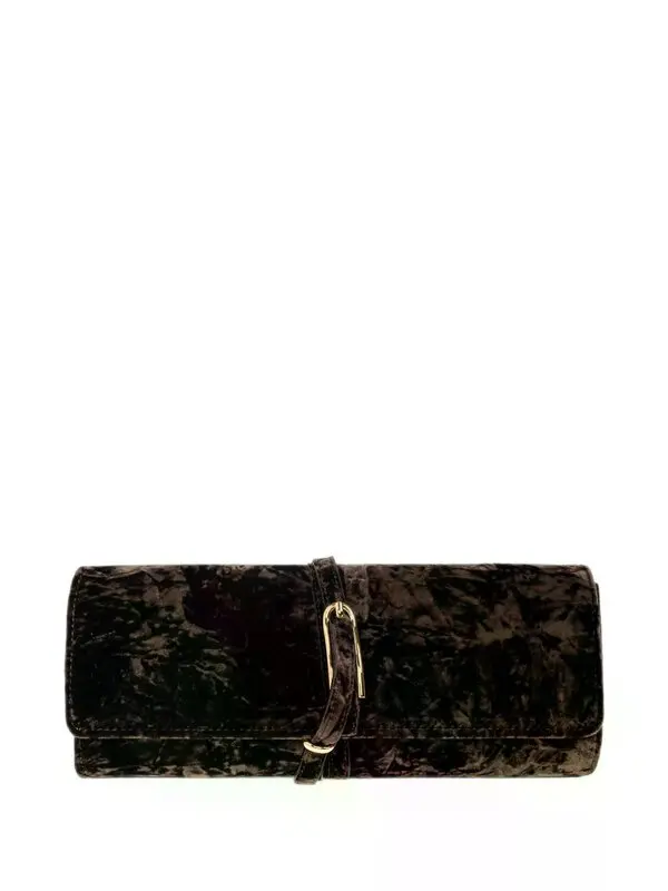LIFFNER Velvet-effect Buckle-fastening Clutch Bag