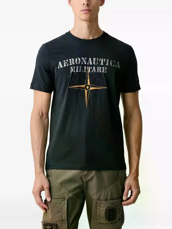 AERONAUTICA MILITARE Logo-print Embroidered T-shirt - Blue