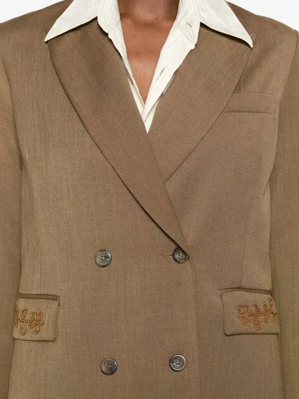 FORTE_FORTE Bead-embellished Double-breasted Blazer
