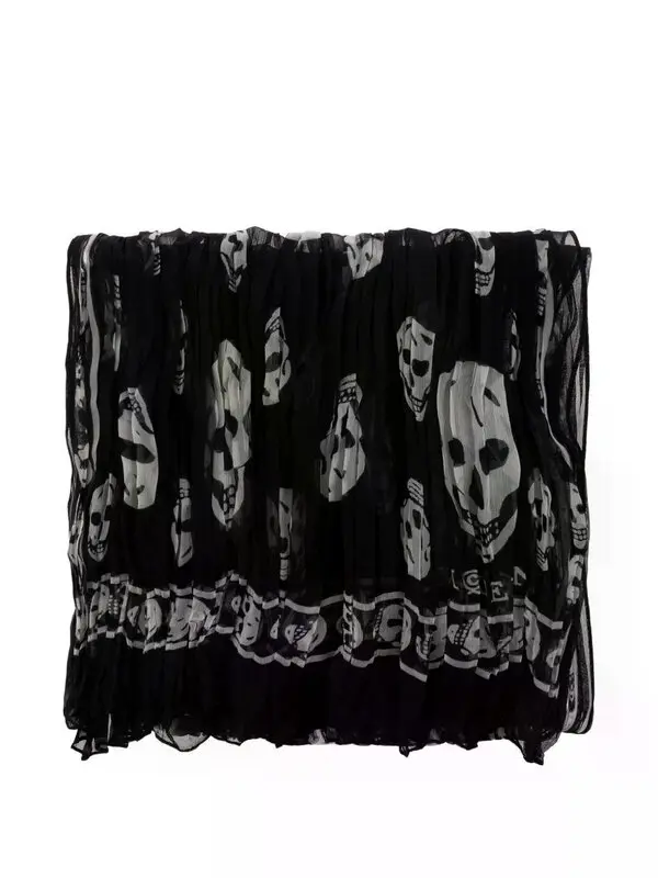 Alexander McQueen Skull Crinkled Scarf - Black