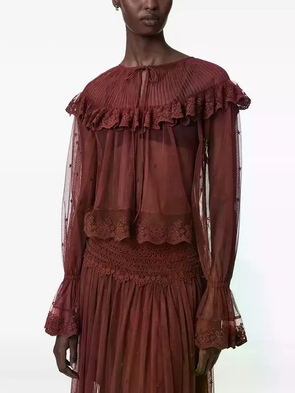 ALLSAINTS Ruffled Lace-trim Blouse