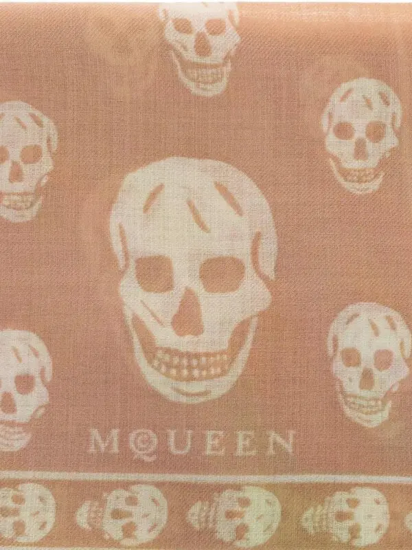 Alexander McQueen Skull-print Raw-edge Scarf - Neutrals
