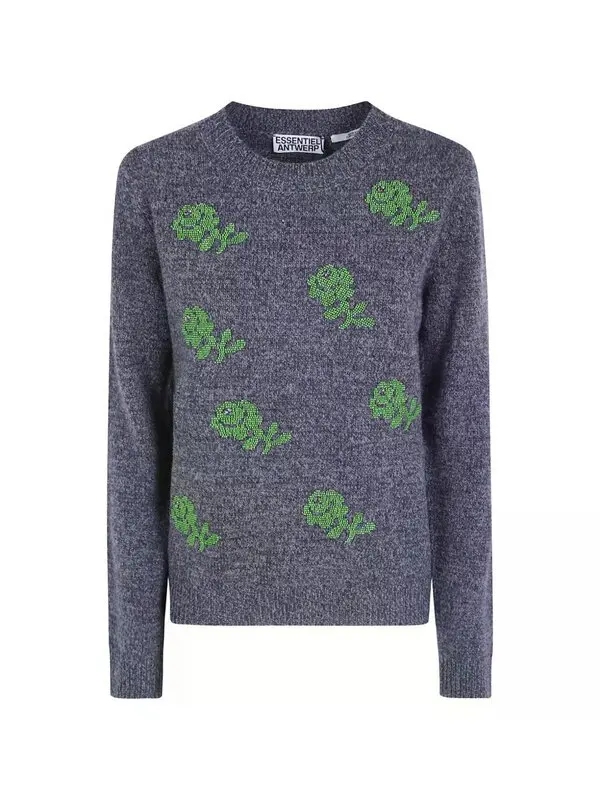 Essentiel Antwerp Bead-embellished Floral-motif Sweater - Grey