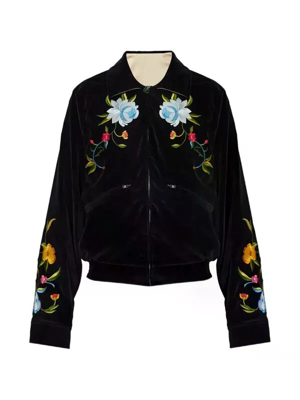 Kenzo Wildflower Embroidered Velvet Jacket - Black