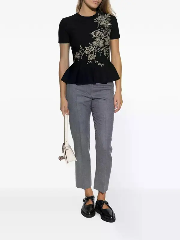 Alexander McQueen Floral-motif Peplum Top