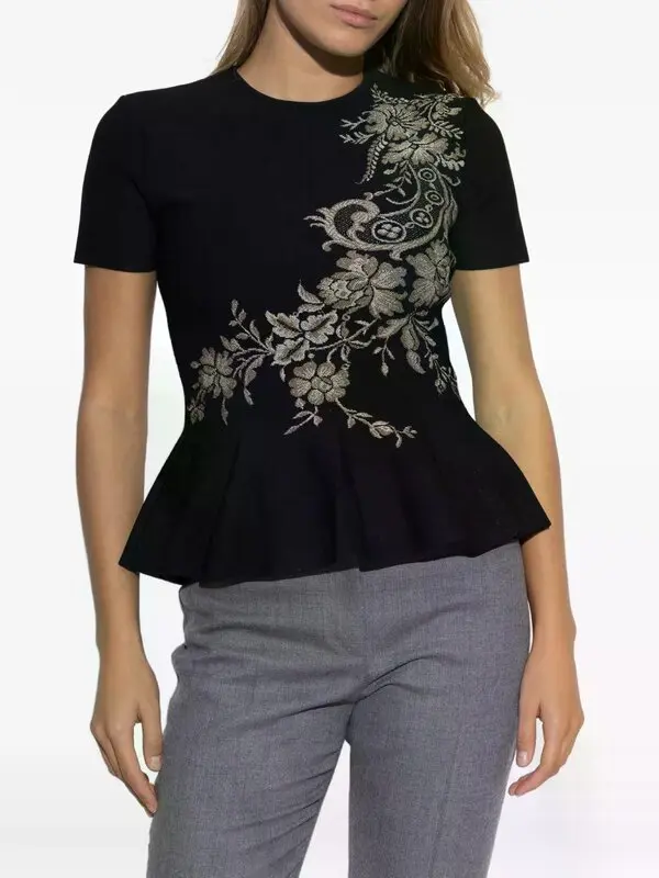 Alexander McQueen Floral-motif Peplum Top