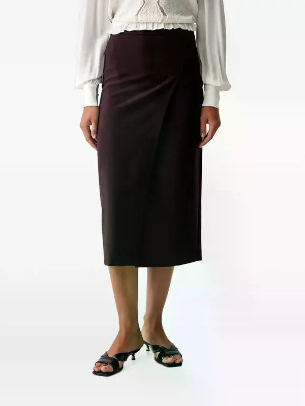 TWINSET Wrap-around Effect Midi Skirt - Brown