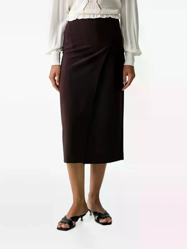 TWINSET Wrap-around Effect Midi Skirt - Brown