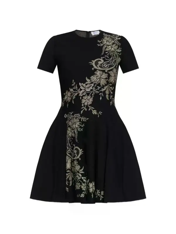Alexander McQueen Floral-print Mini Dress - Black